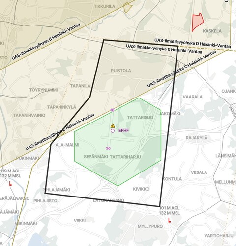 Restrictive UAS geographical zone EFHF UAS, SFC - 120m AGL, 11.2.-31.5. ...